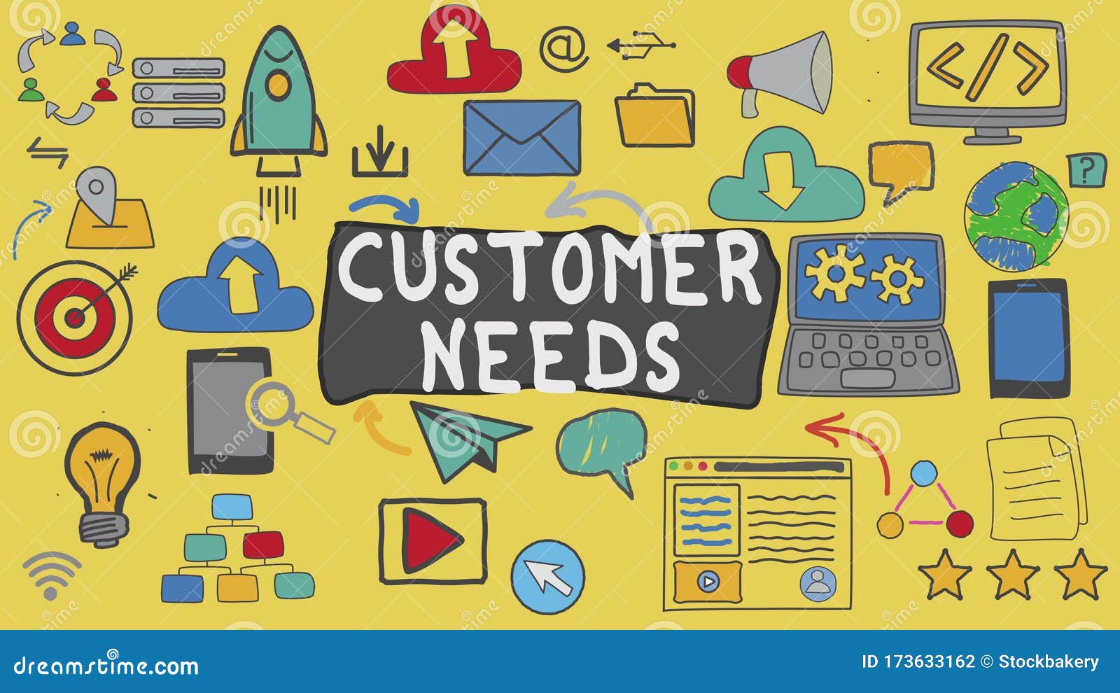 Customer Needs, Yellow Illustration Graphic Technology Concept Stock ...