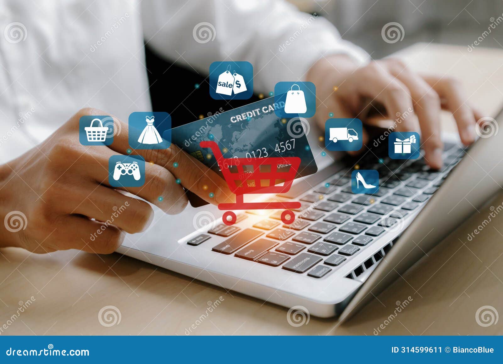 Smart Customer Open Online Store Use Credit Card for Online Shopping ...