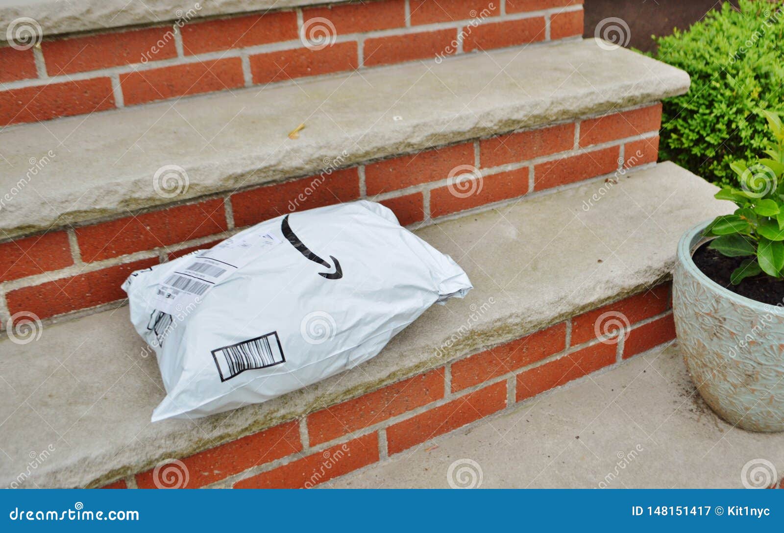 Customer Order Package Delivered To Home on Door Step Editorial ...