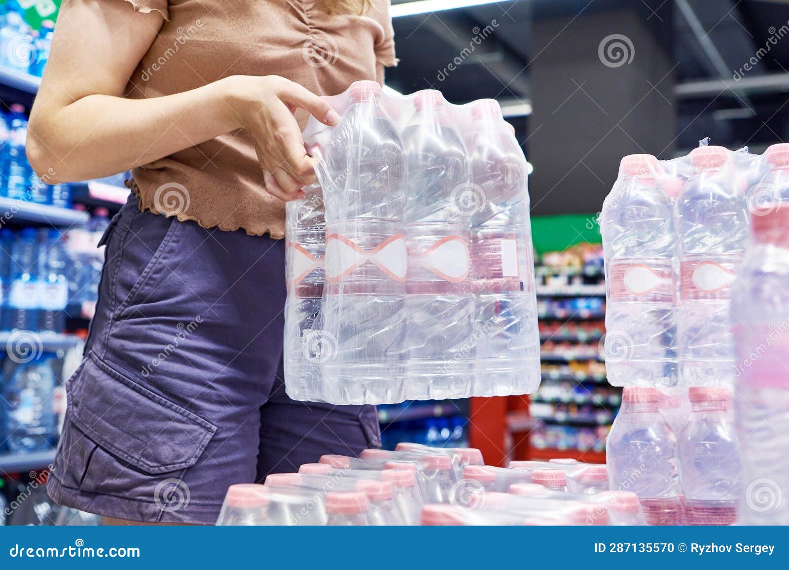 Customer with Pack of Water Bottles Stock Photo - Image of healthy ...