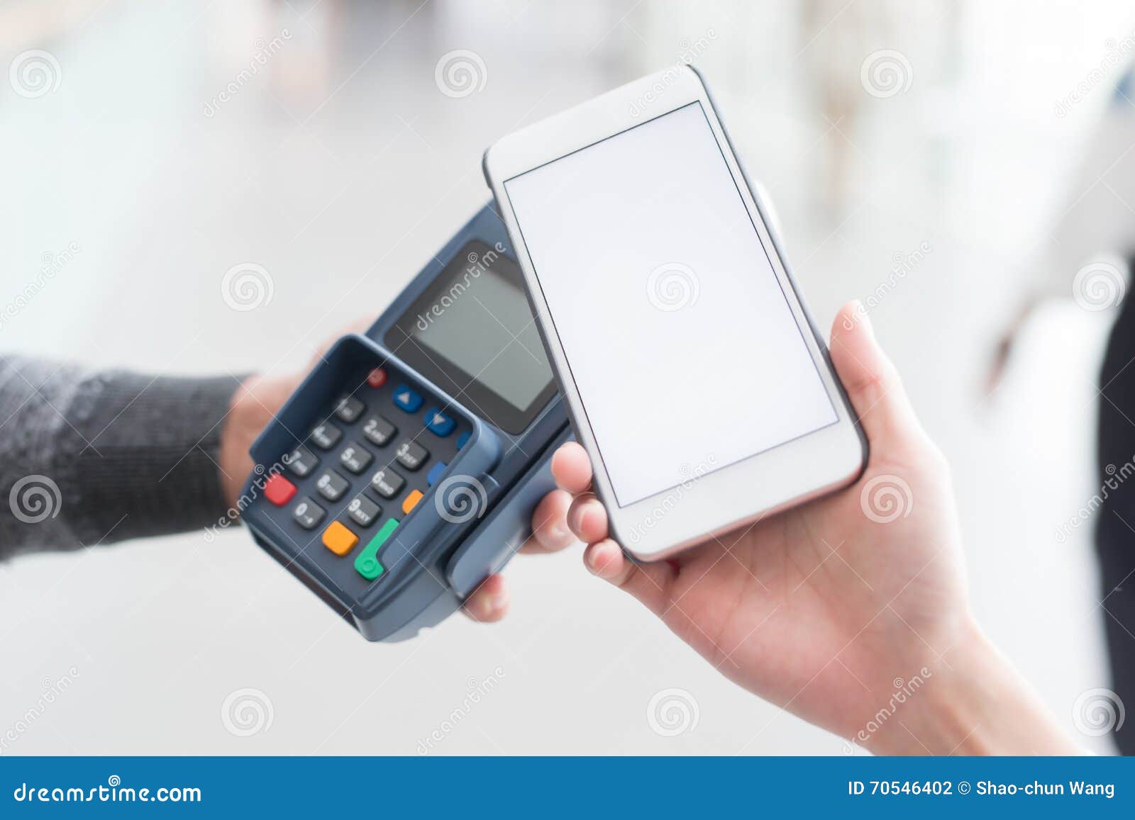 Customer pay by cellphone stock photo. Image of rfid - 70546402