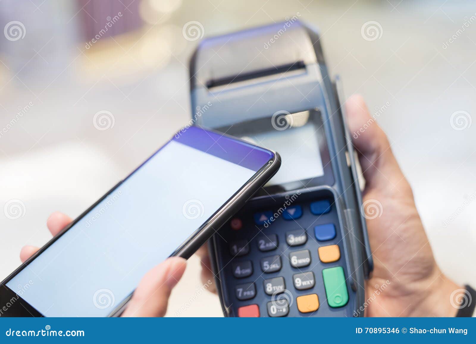Customer pay by cellphone stock photo. Image of empty - 70895346