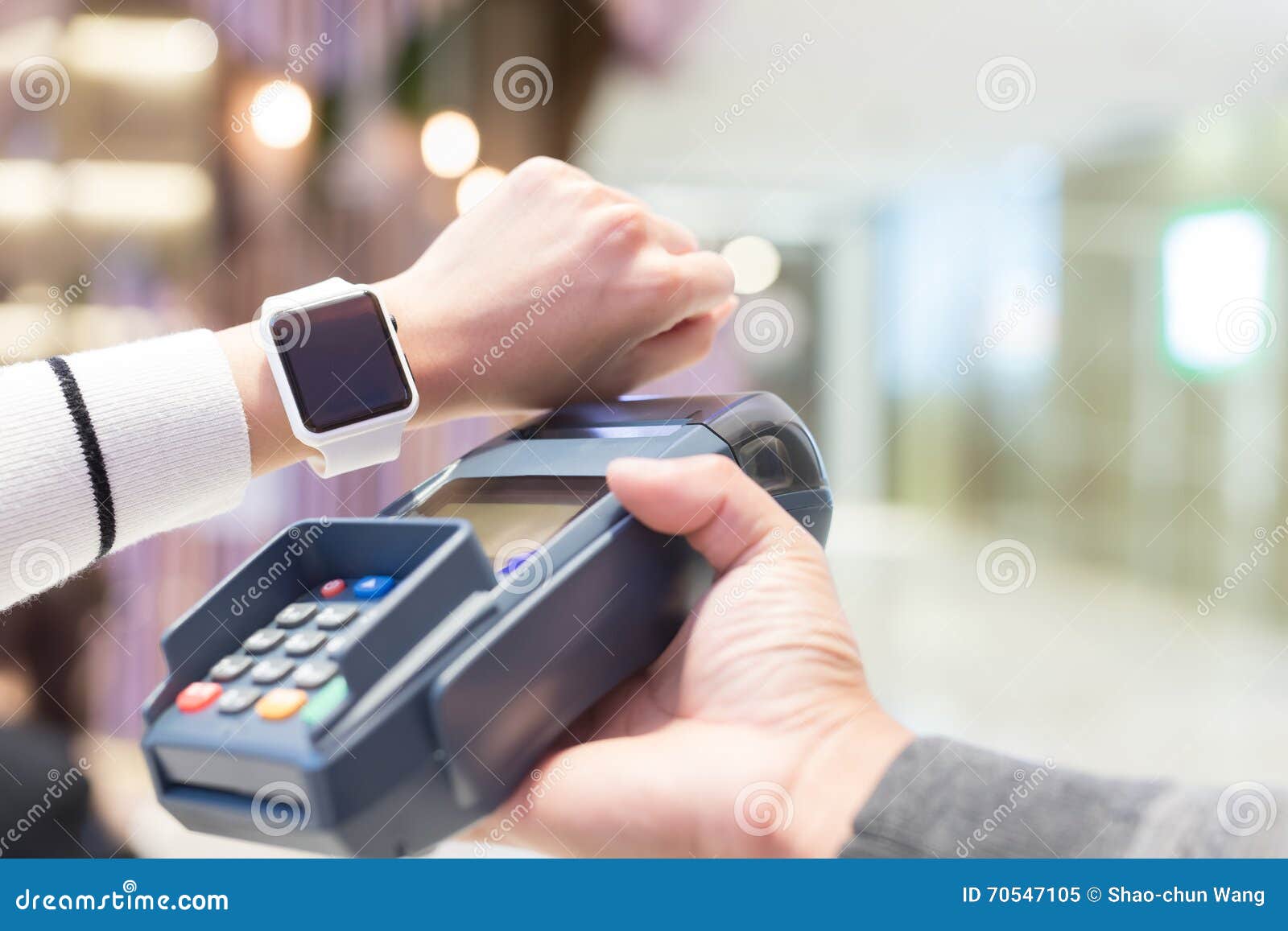 Customer Pay by Smart Watch Stock Image - Image of exchange, checkout ...