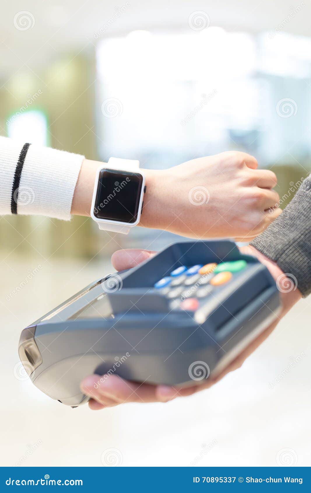 Customer Pay by Smart Watch Stock Image - Image of advert, retail: 70895337
