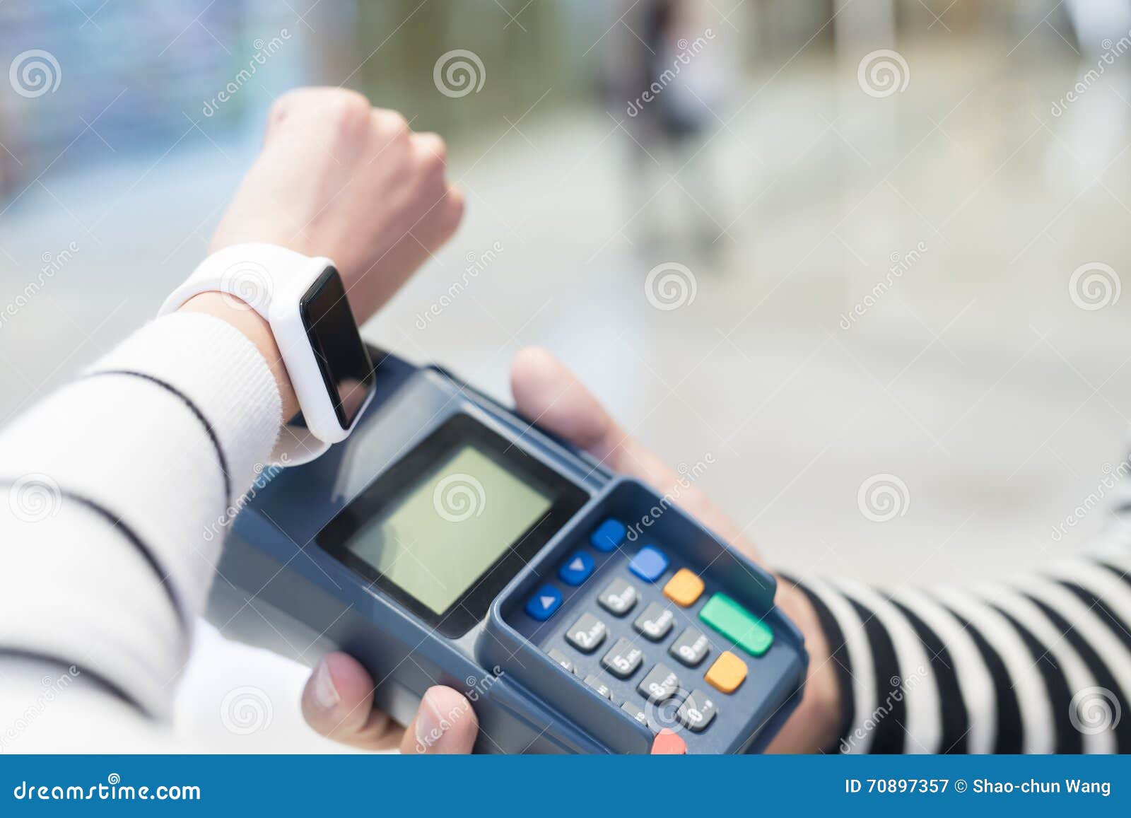 Customer Pay by Smart Watch Stock Image - Image of finance, sale: 70897357