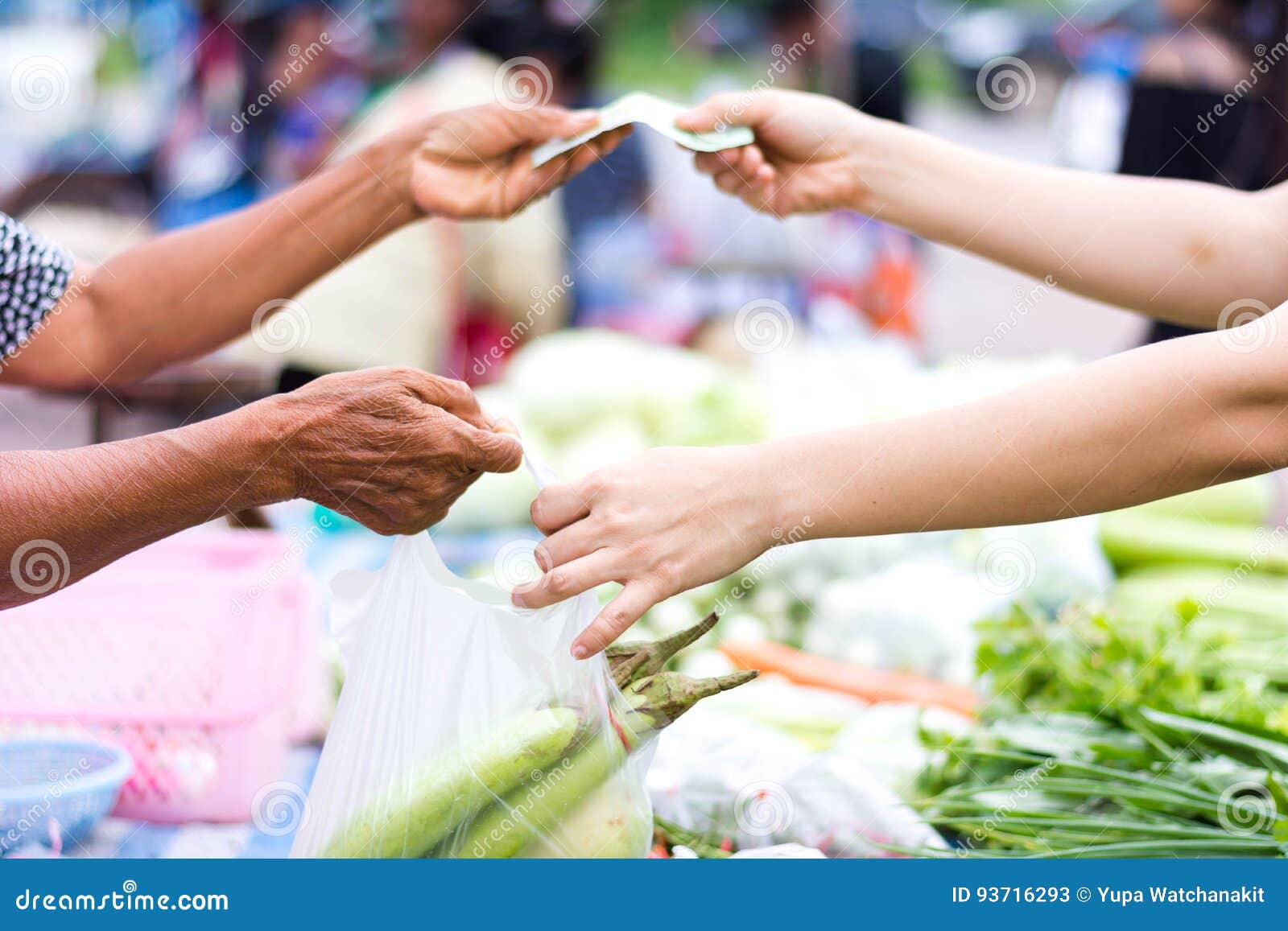 Customer Paying Bill by Cash at Market Stock Image - Image of ...