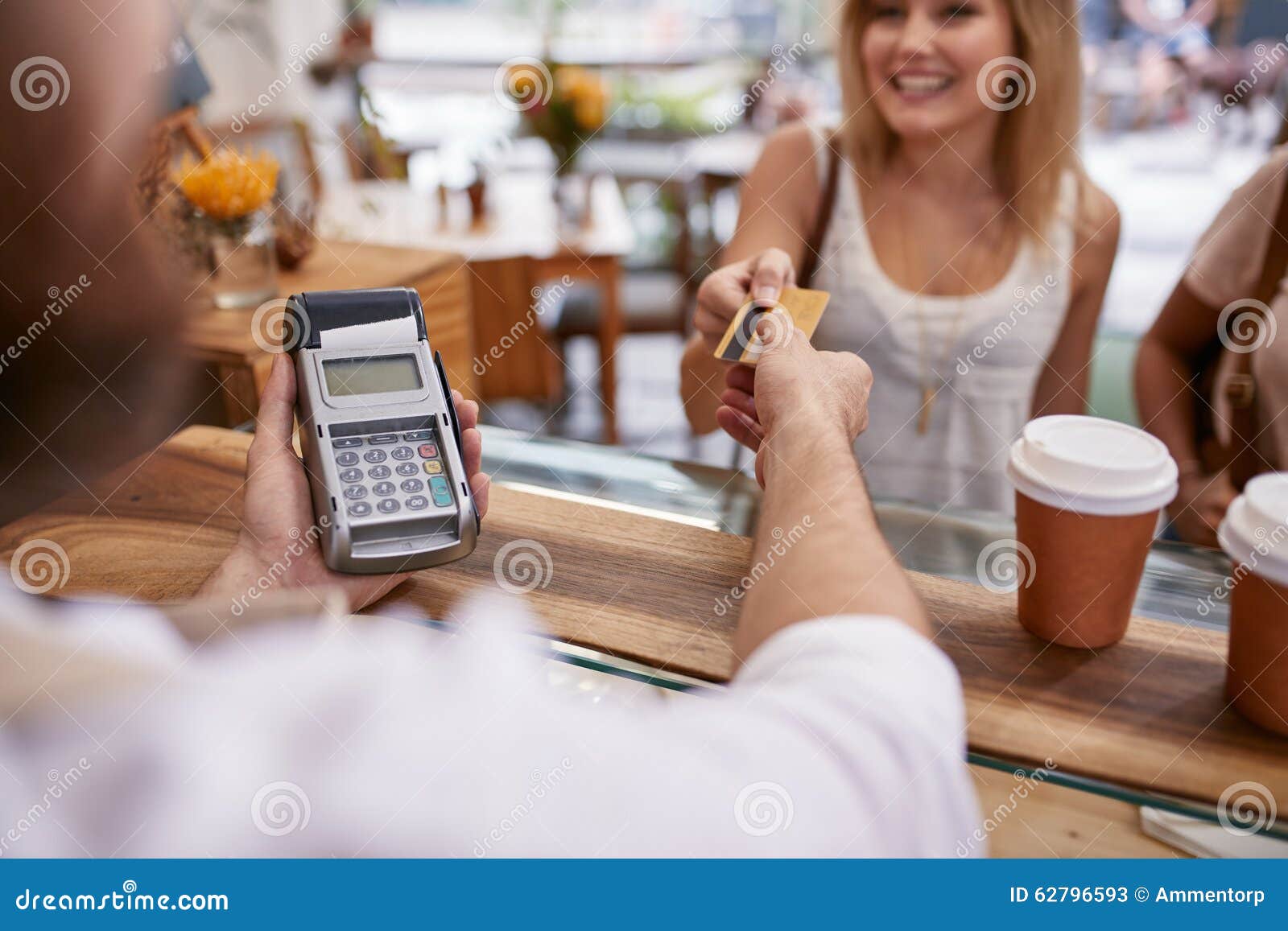 Customer Paying at a Cafe with Credit Card Stock Image - Image of cash ...