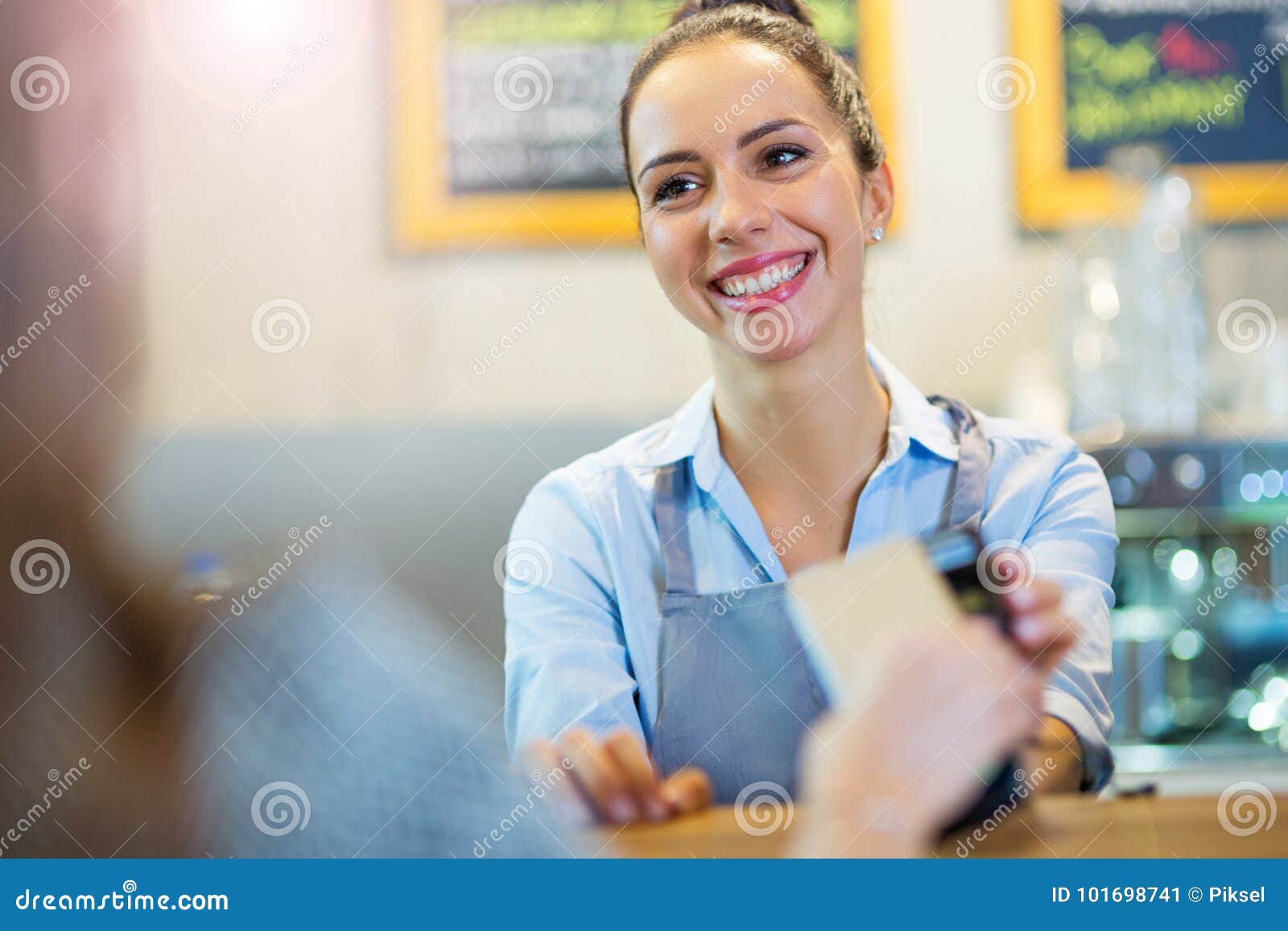 Customer Paying through Mobile Phone Stock Image - Image of customer ...