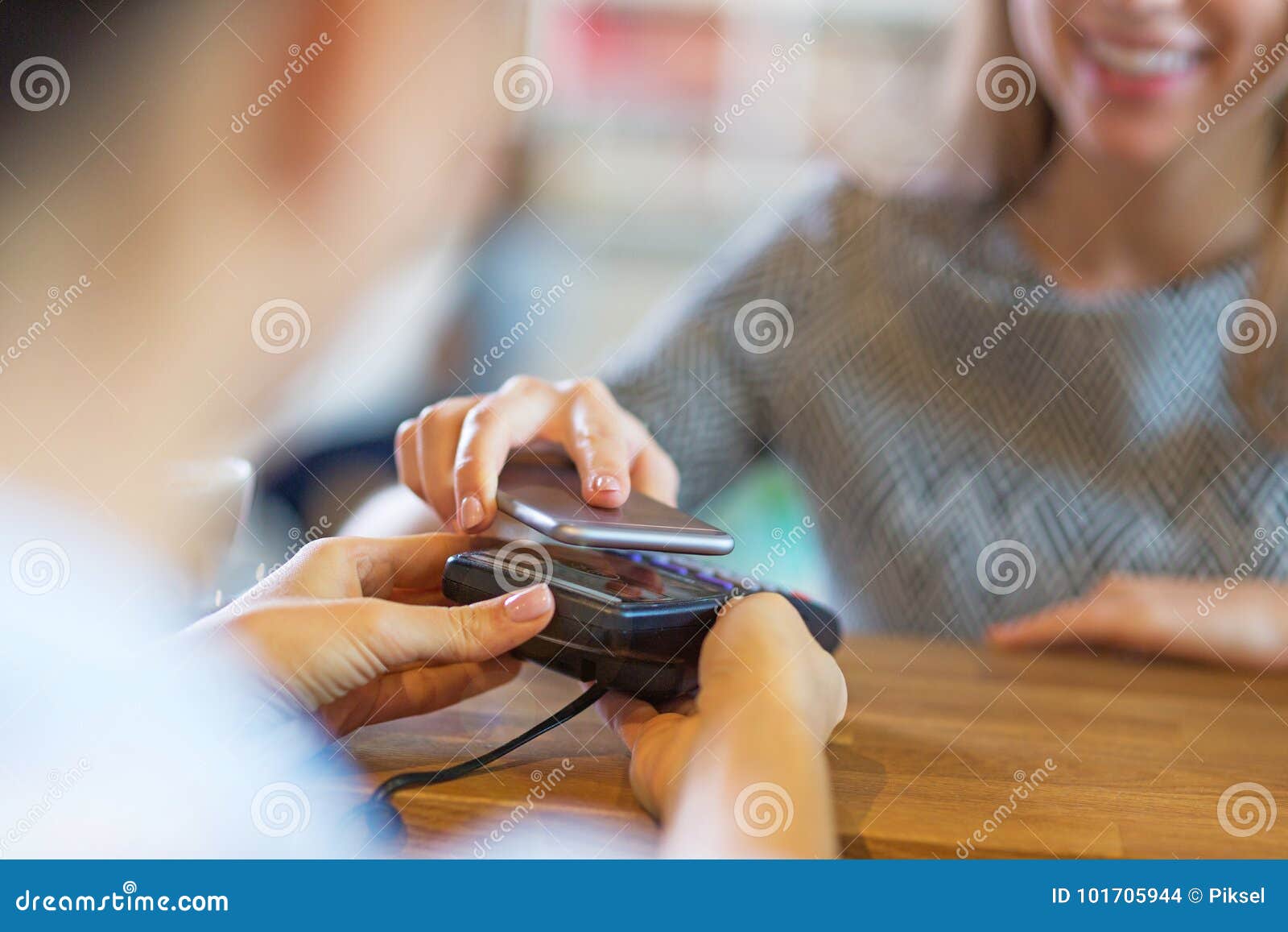 Customer Paying through Mobile Phone Stock Photo - Image of customer ...