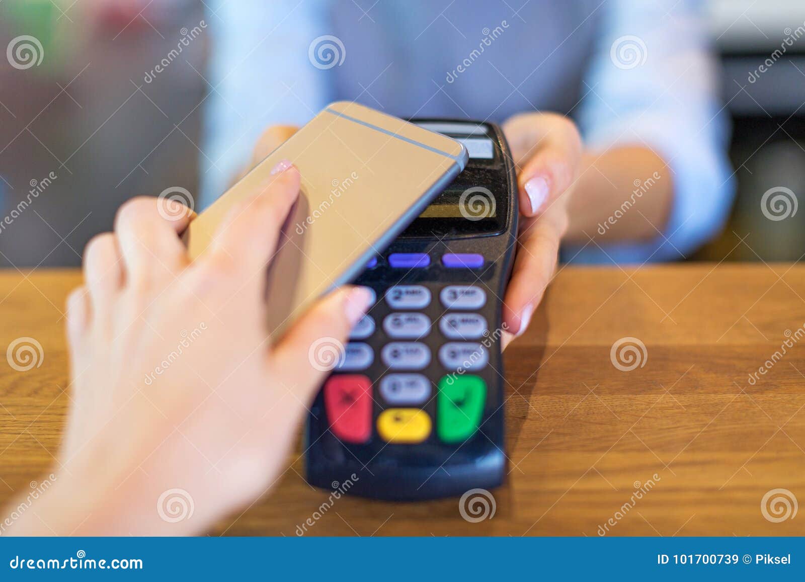 Customer Paying through Mobile Phone Stock Image - Image of paying ...