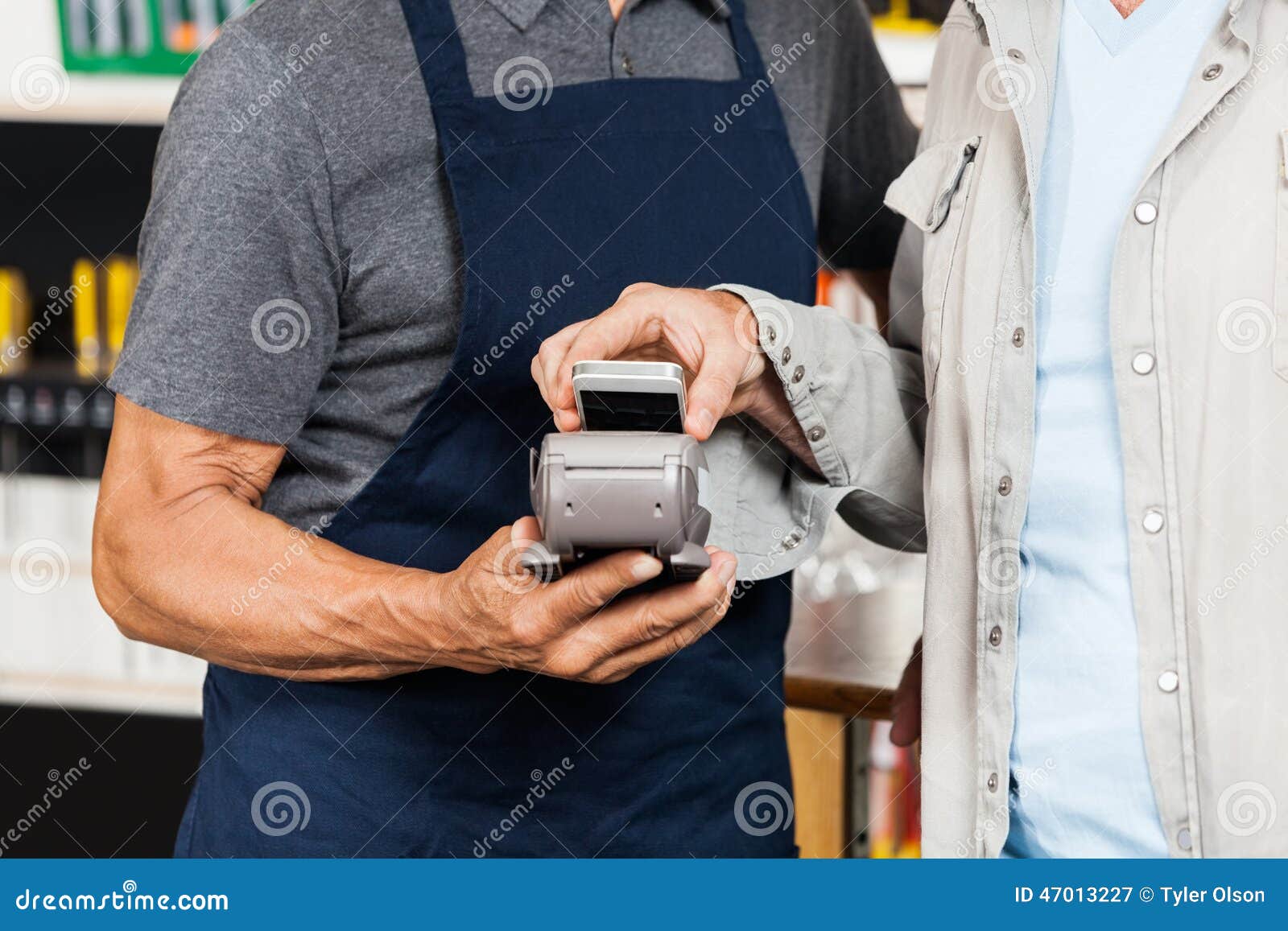 Customer Paying with Mobilephone Using NFC Stock Image - Image of ...