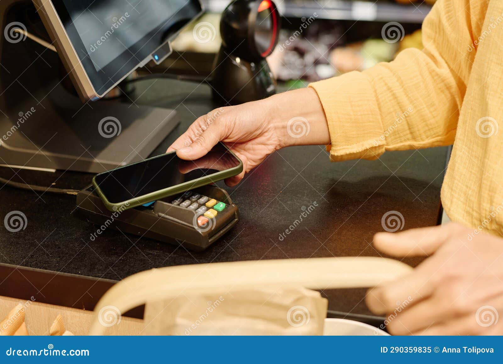 Customer Paying for Purchase Online Stock Image - Image of mature ...