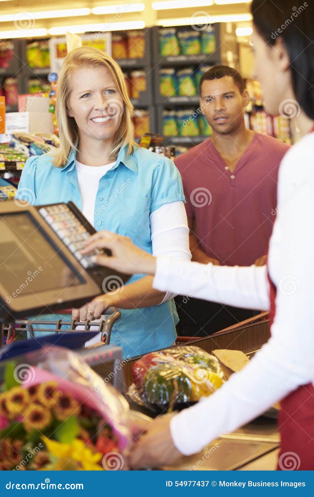 Customer Paying for Shopping at Supermarket Checkout Stock Image ...