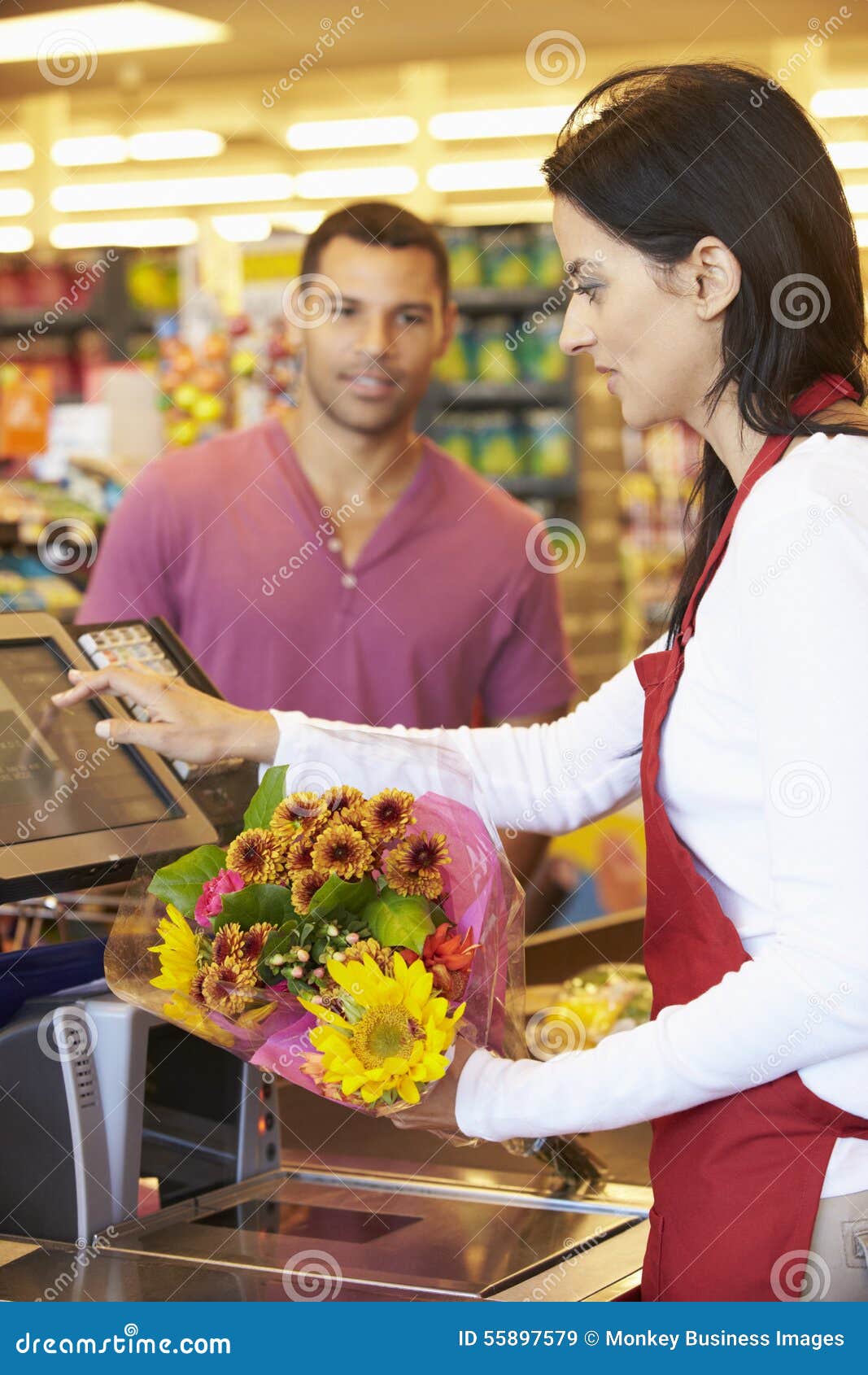 Customer Paying for Shopping at Supermarket Checkout Stock Image ...
