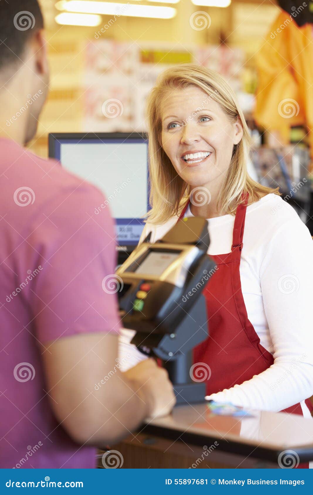 Customer Paying for Shopping at Supermarket Checkout Stock Image ...