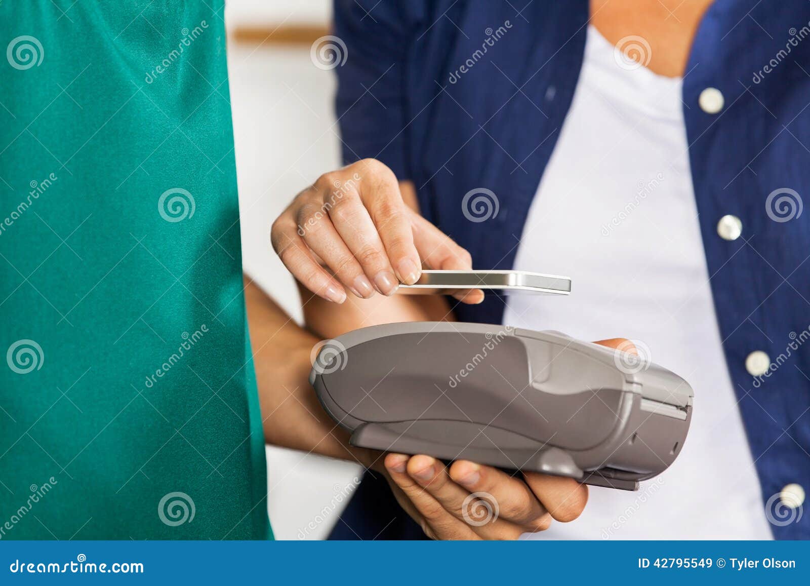 Customer Paying with Smartphone Using NFC Stock Image - Image of ...