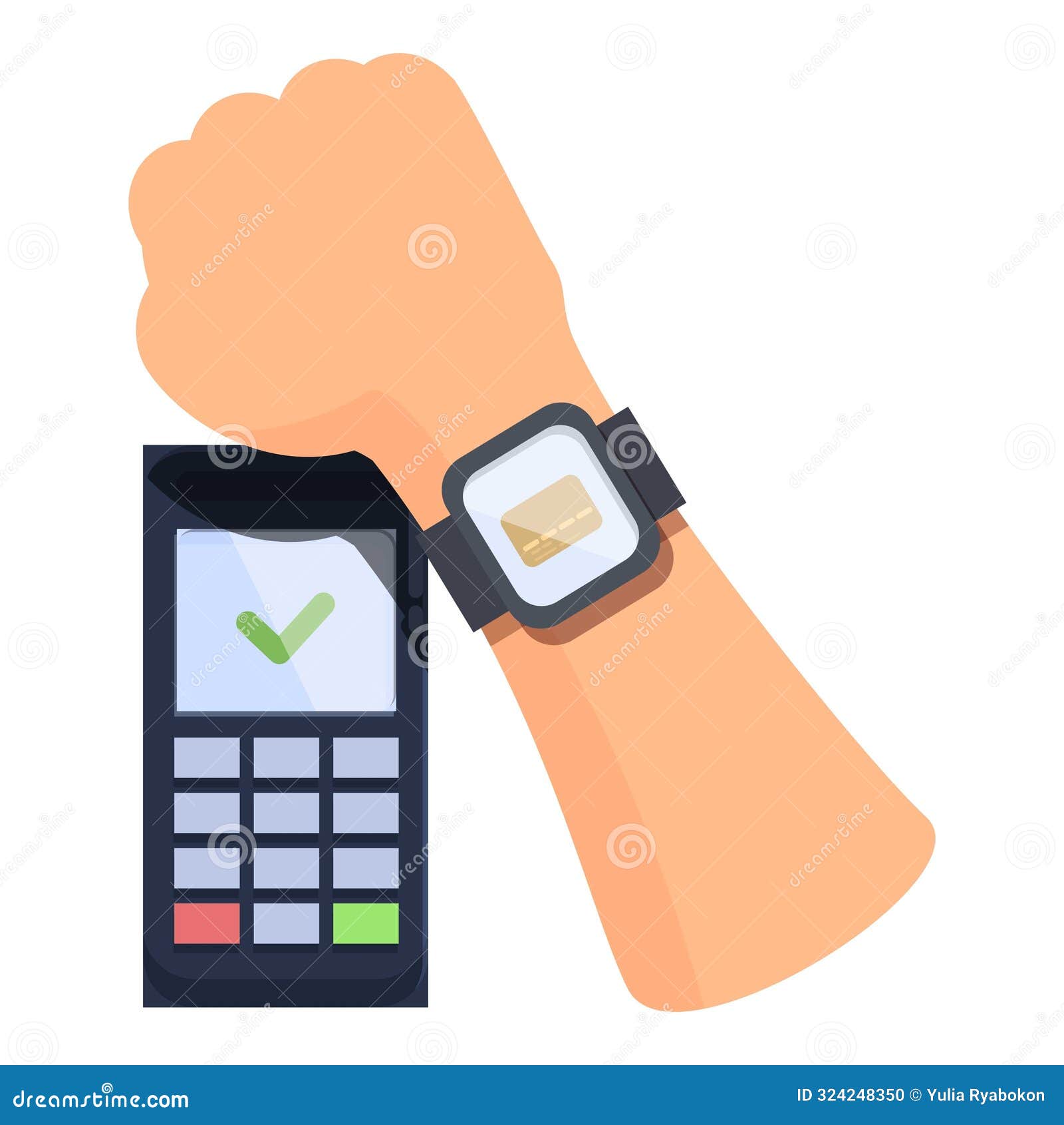 Customer Paying Using Smartwatch for Nfc Payment Stock Vector ...