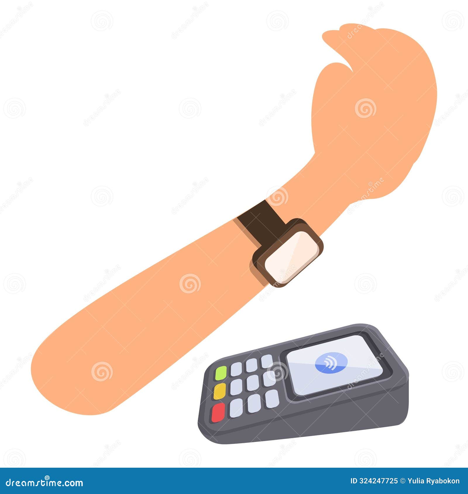 Customer Paying Using Smartwatch for Nfc Payment on Pos Terminal Stock ...