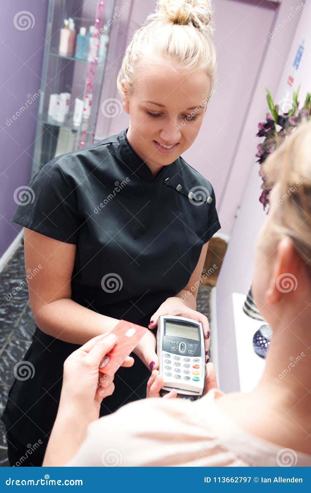 Customer Paying for Transaction with Card Stock Image - Image of bank ...