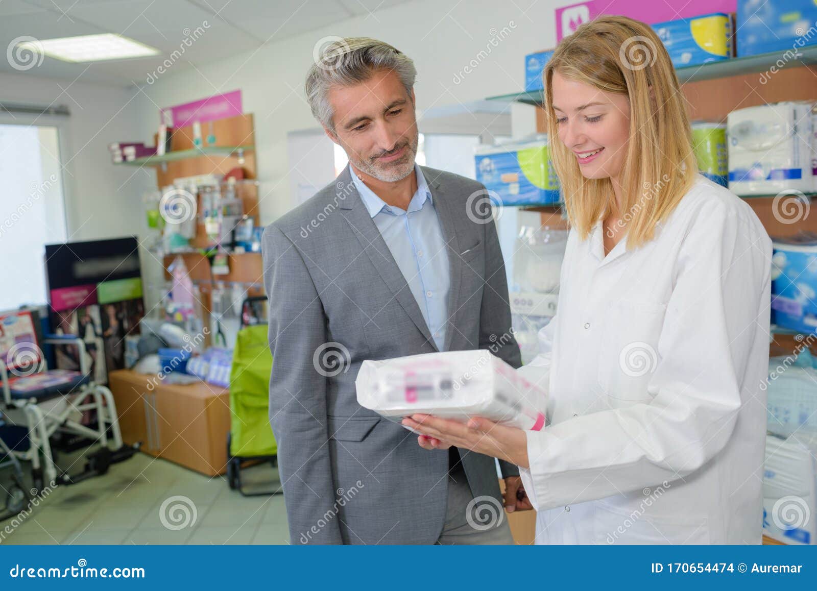 Customer in pharmacy stock photo. Image of chemist, service - 170654474