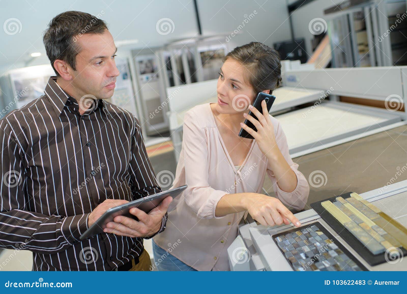Customer Pointing at Preferred Design Stock Image - Image of decor ...