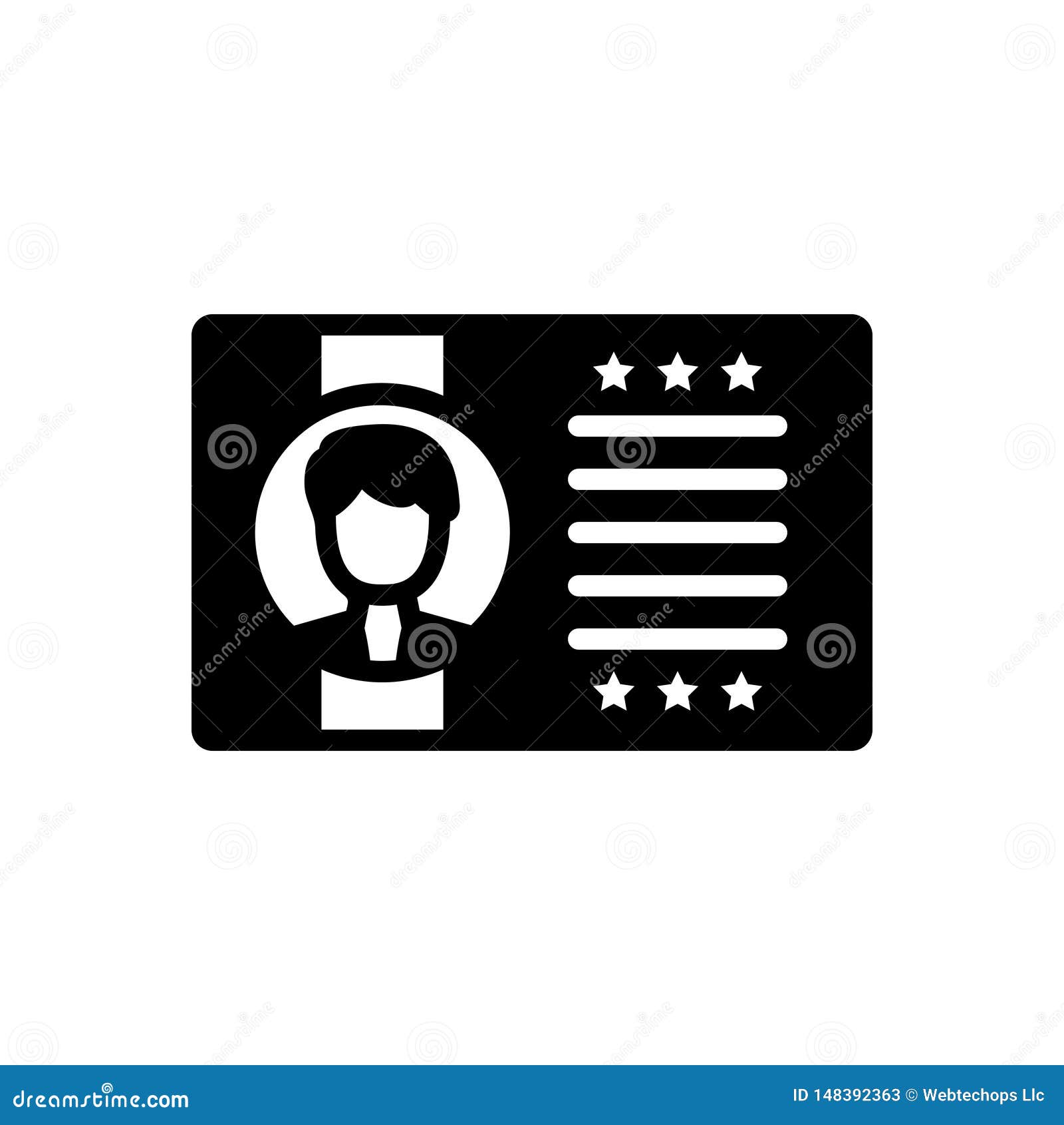 Black Solid Icon for Customer Profile, Identification and License Stock ...