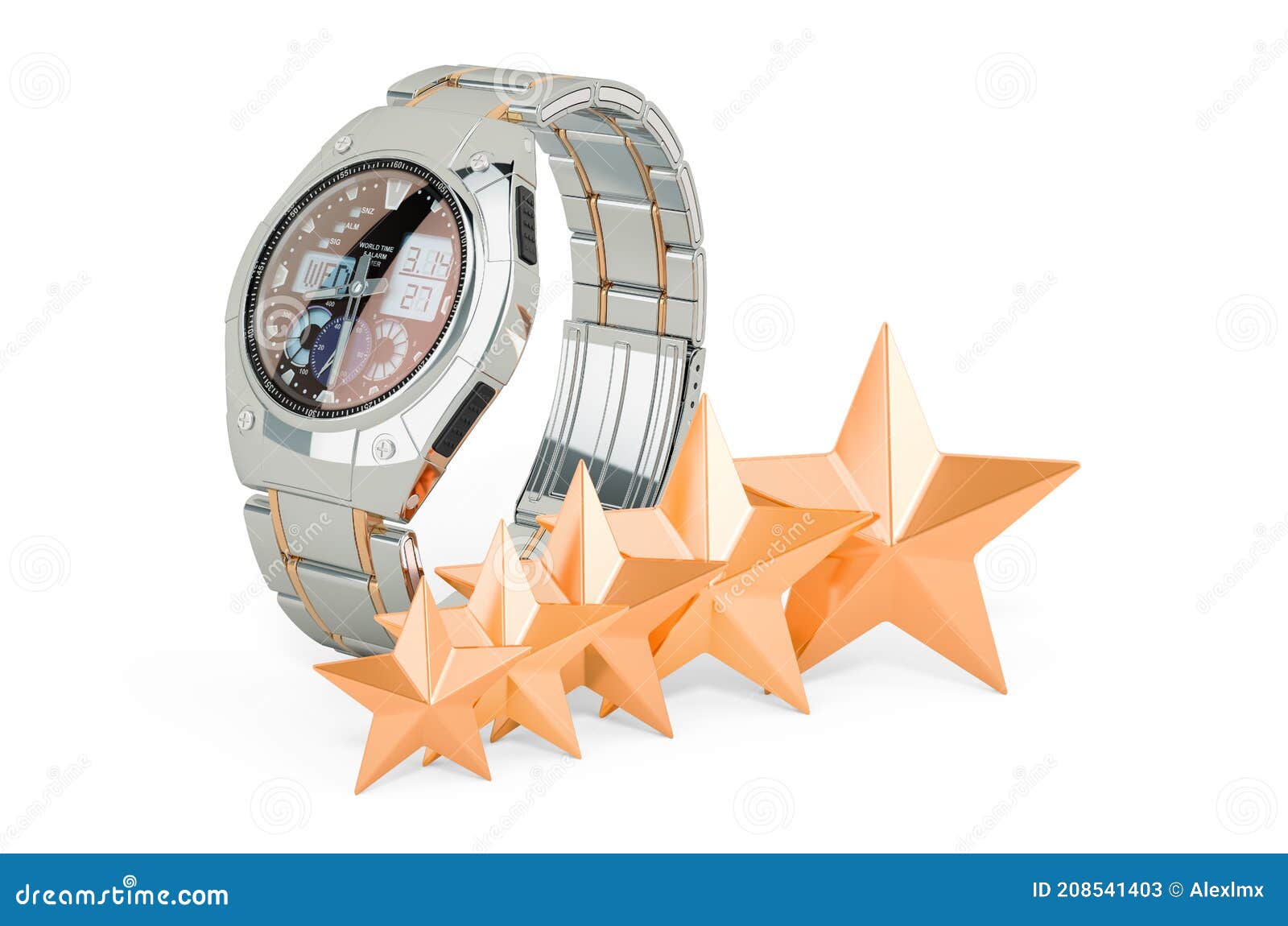 Customer Rating of Analog Digital Watch. 3D Rendering Stock ...