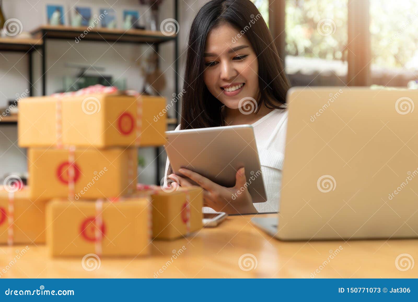 Customer Receiving Many Parcel from Delivery after Online Shopping ...