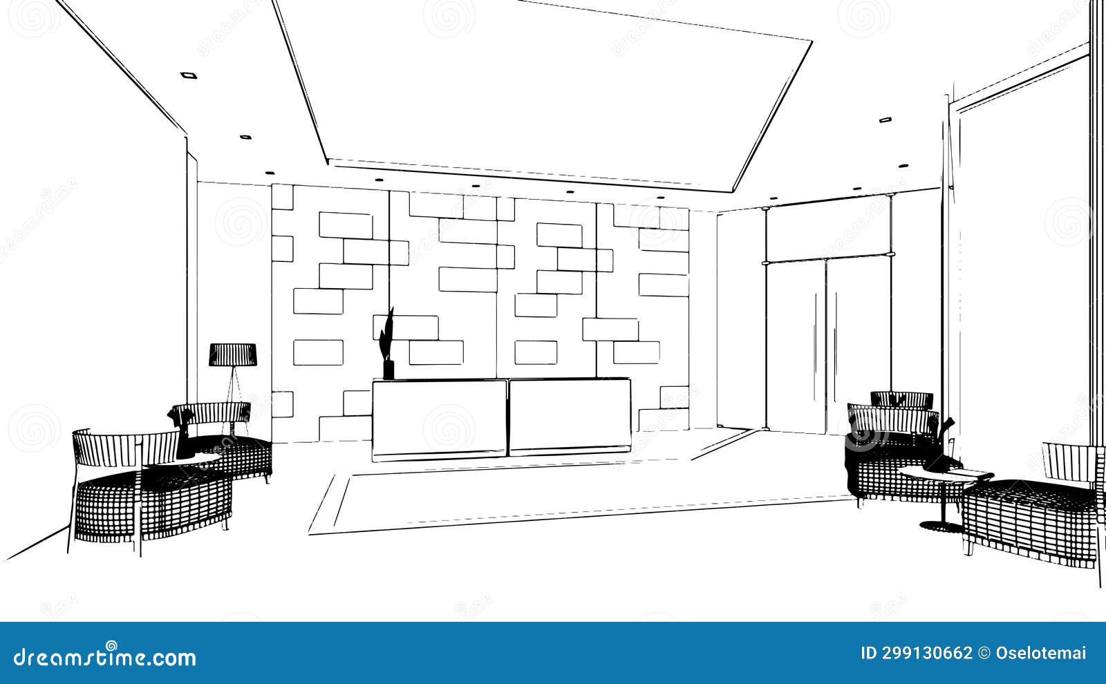 Customer Reception Area for Service and Inquiries,line Art,3d Rendering ...