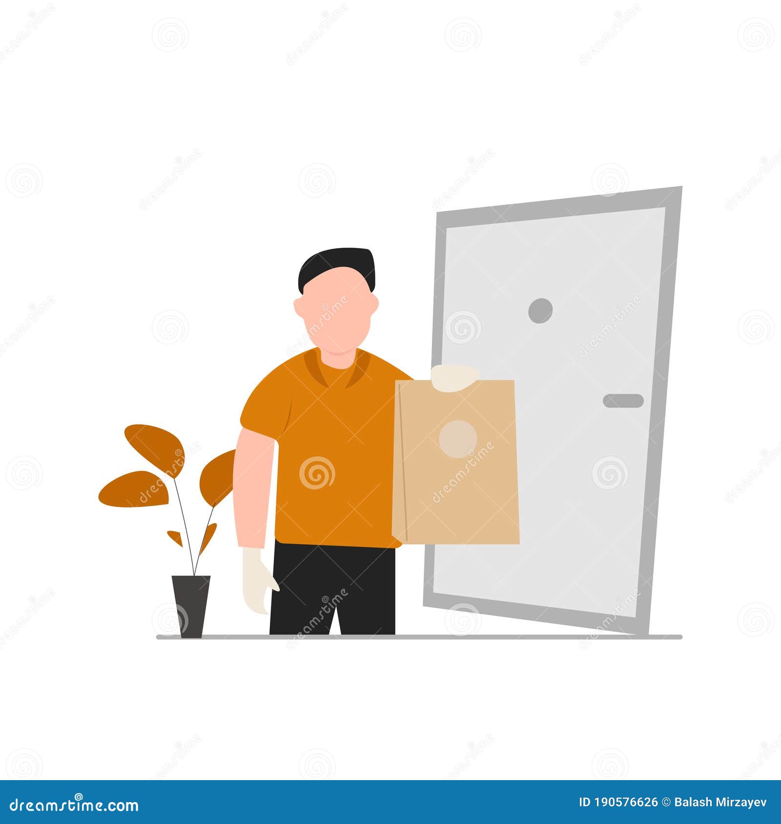 Customer Recieved His Parcel Delivery Order Vector Illustration ...
