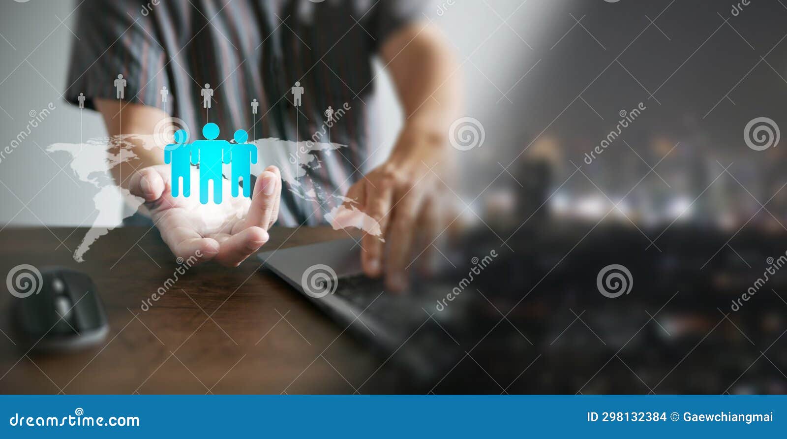 Customer Relationship Management Concept. a Man is Accessing Global ...