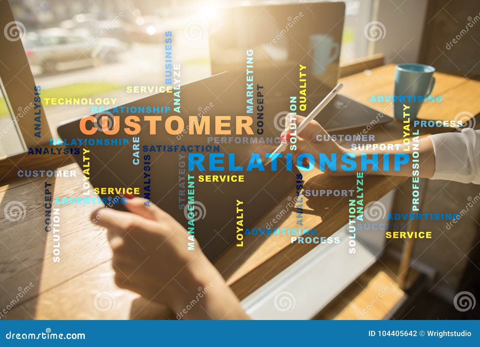 Customer Relationship Management Concept on the Virtual Screen. Words ...