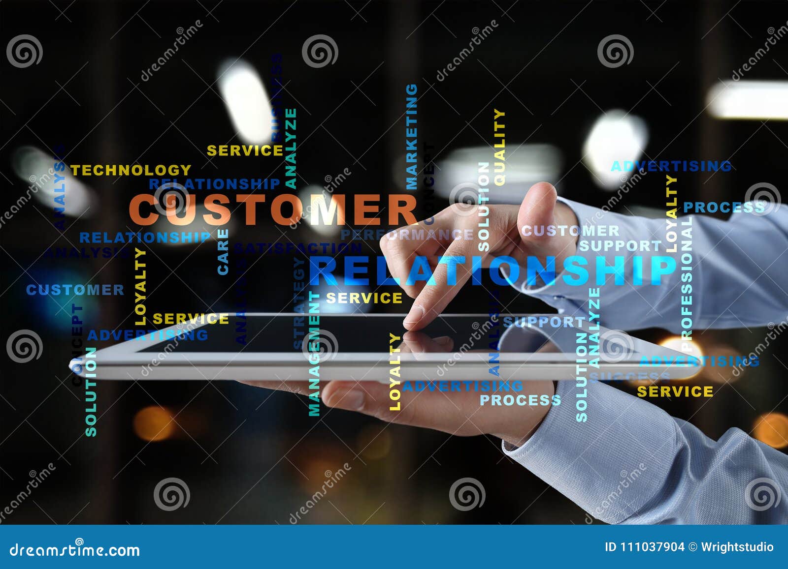 Customer Relationship Management Concept on the Virtual Screen. Words ...