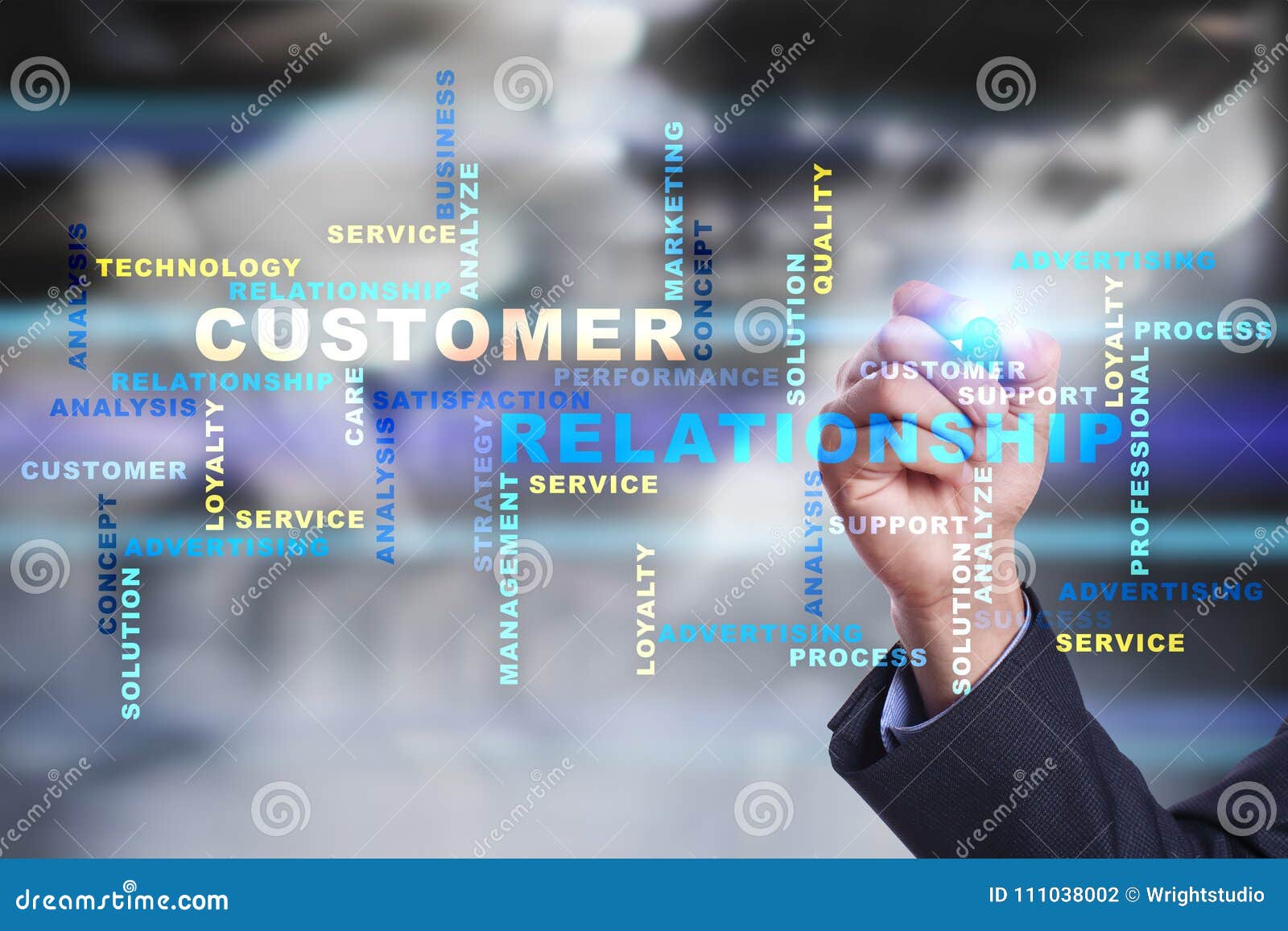 Customer Relationship Management Concept on the Virtual Screen. Words ...