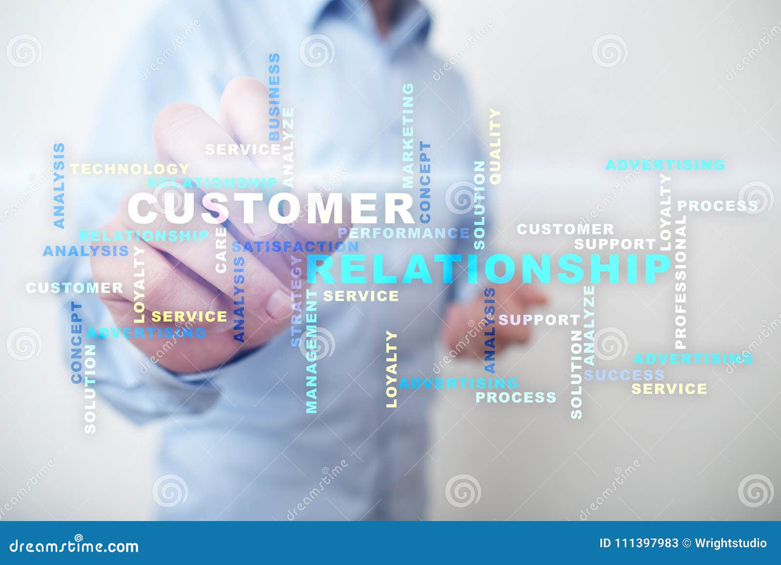 Customer Relationship Management Concept on the Virtual Screen. Words ...