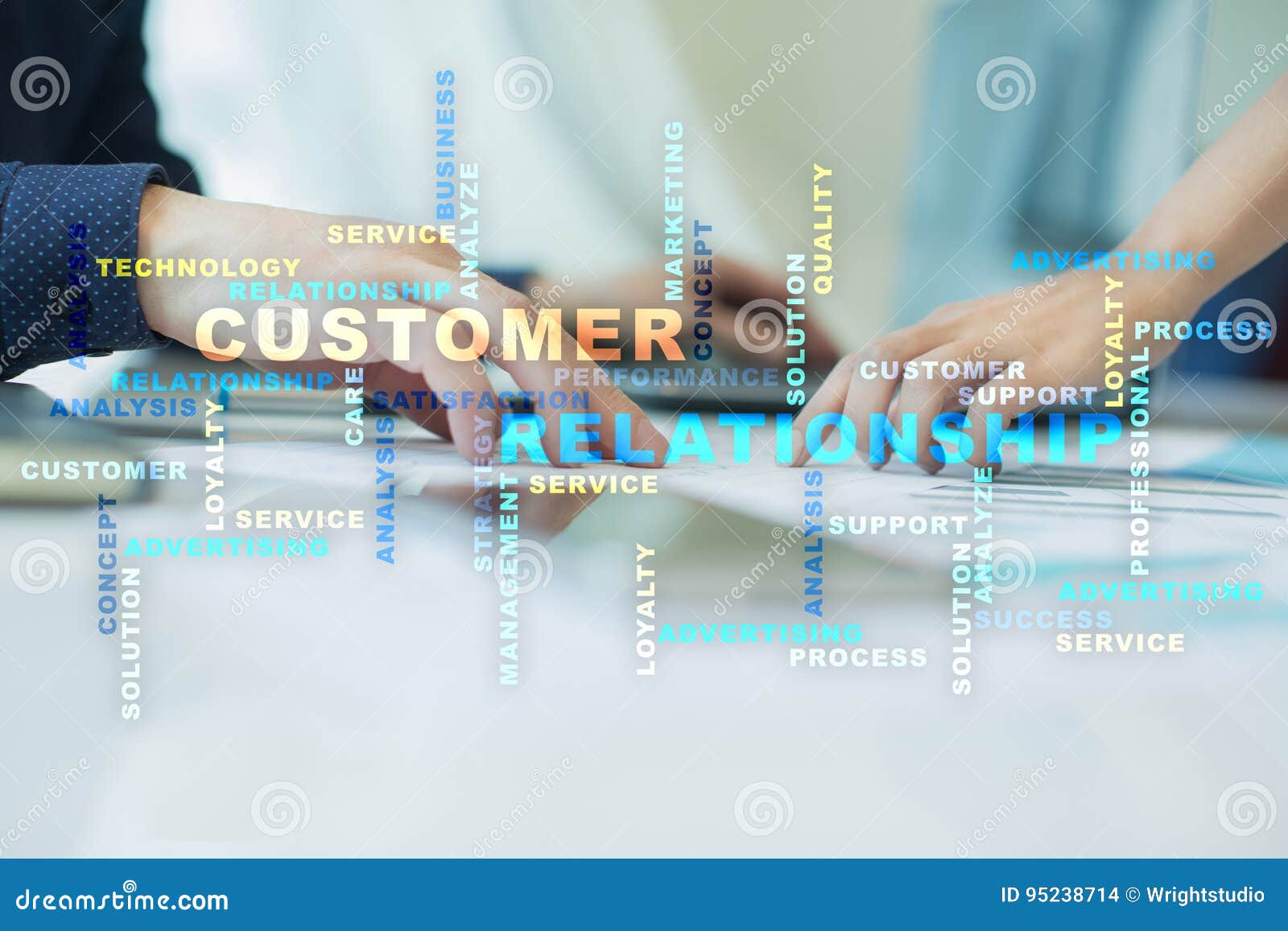 Customer Relationship Management Concept on the Virtual Screen. Words ...