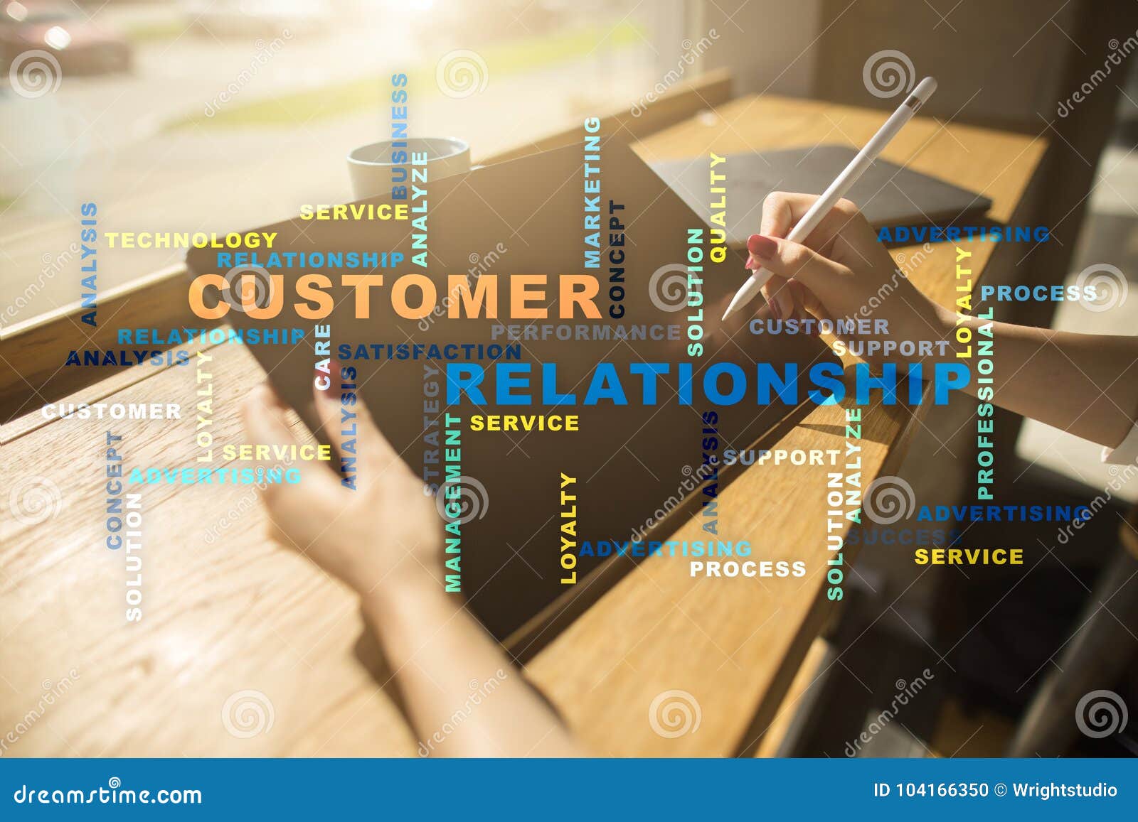 Customer Relationship Management Concept on the Virtual Screen. Words ...