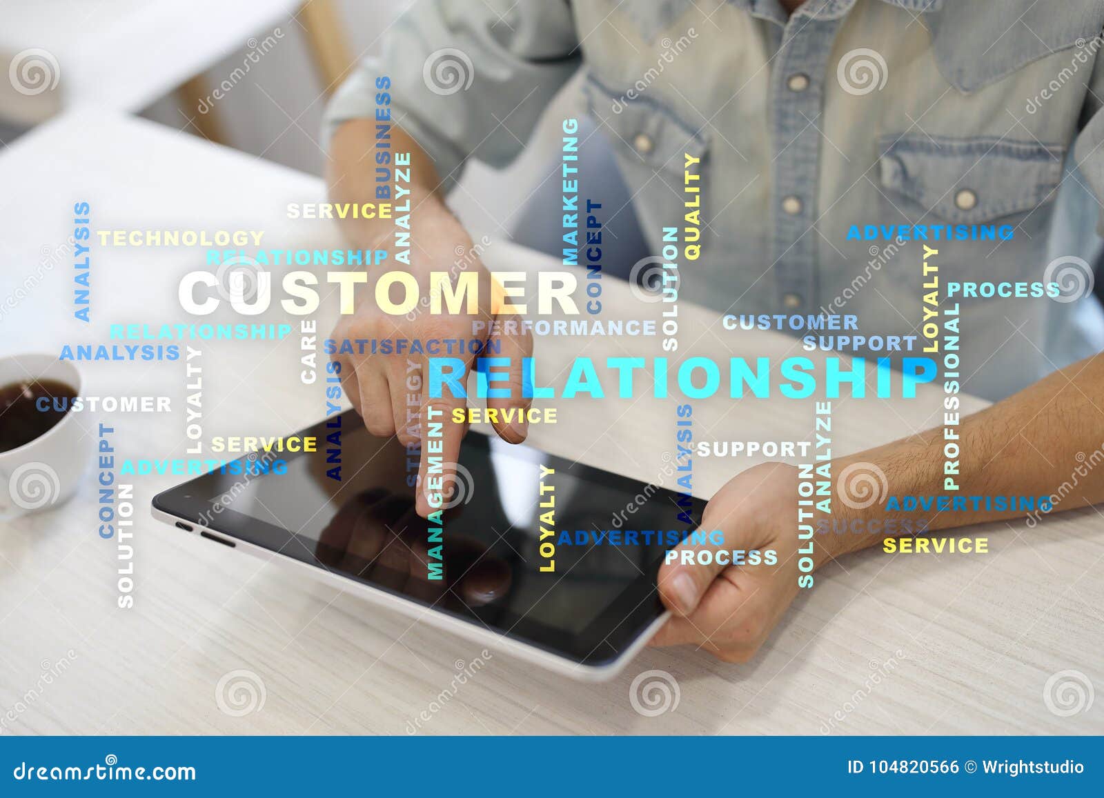 Customer Relationship Management Concept on the Virtual Screen. Words ...