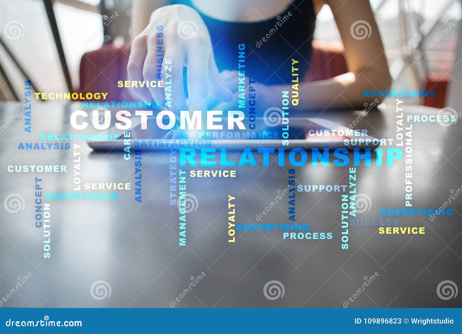 Customer Relationship Management Concept on the Virtual Screen. Words ...