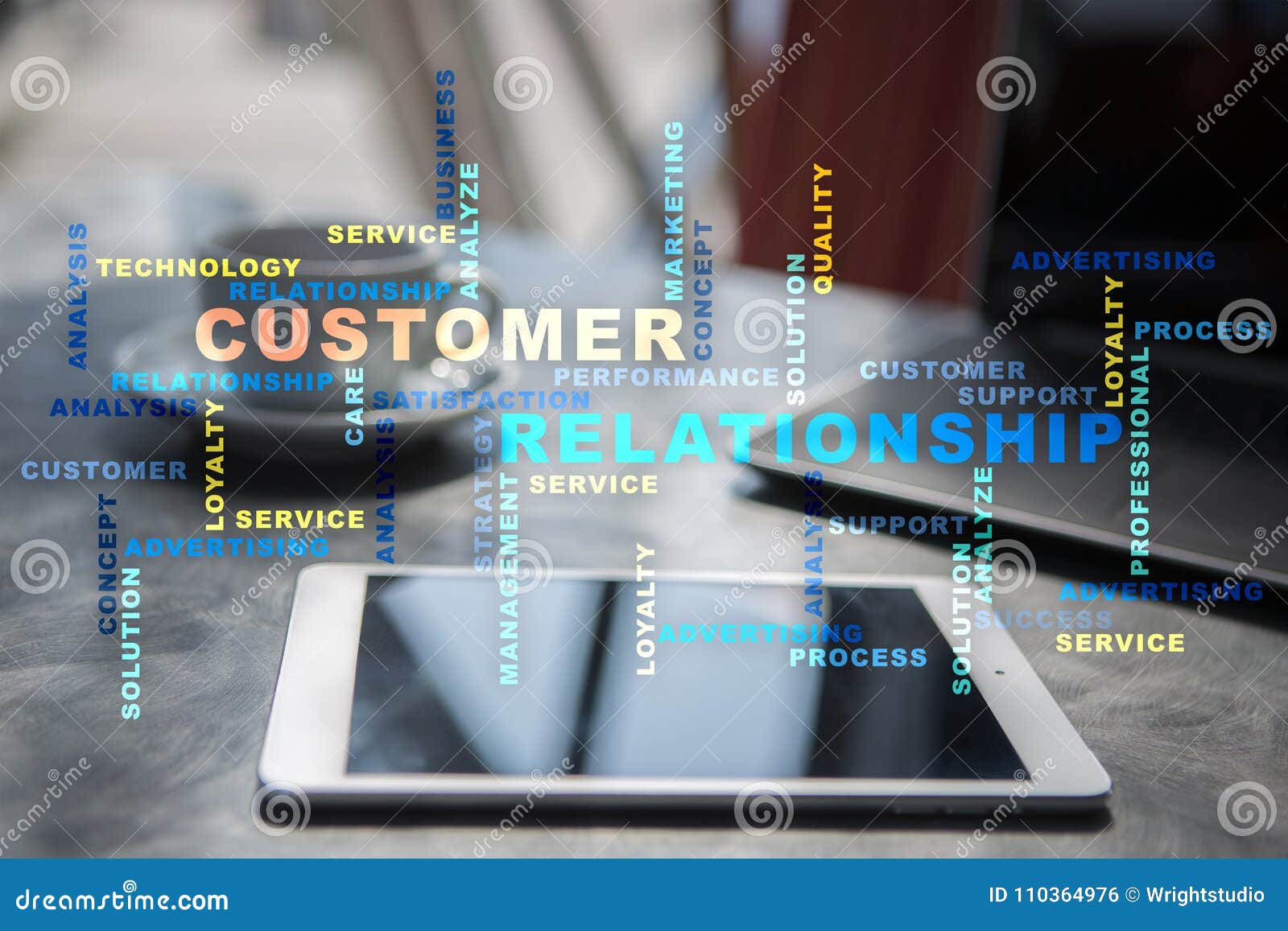 Customer Relationship Management Concept on the Virtual Screen. Words ...
