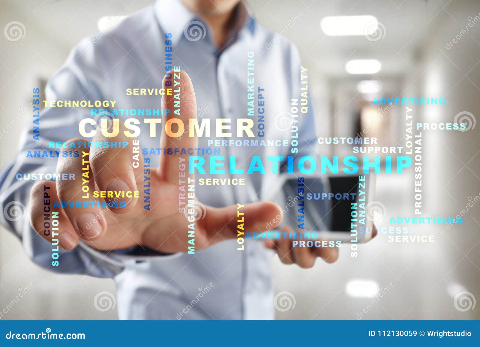 Customer Relationship Management Concept on the Virtual Screen. Words ...