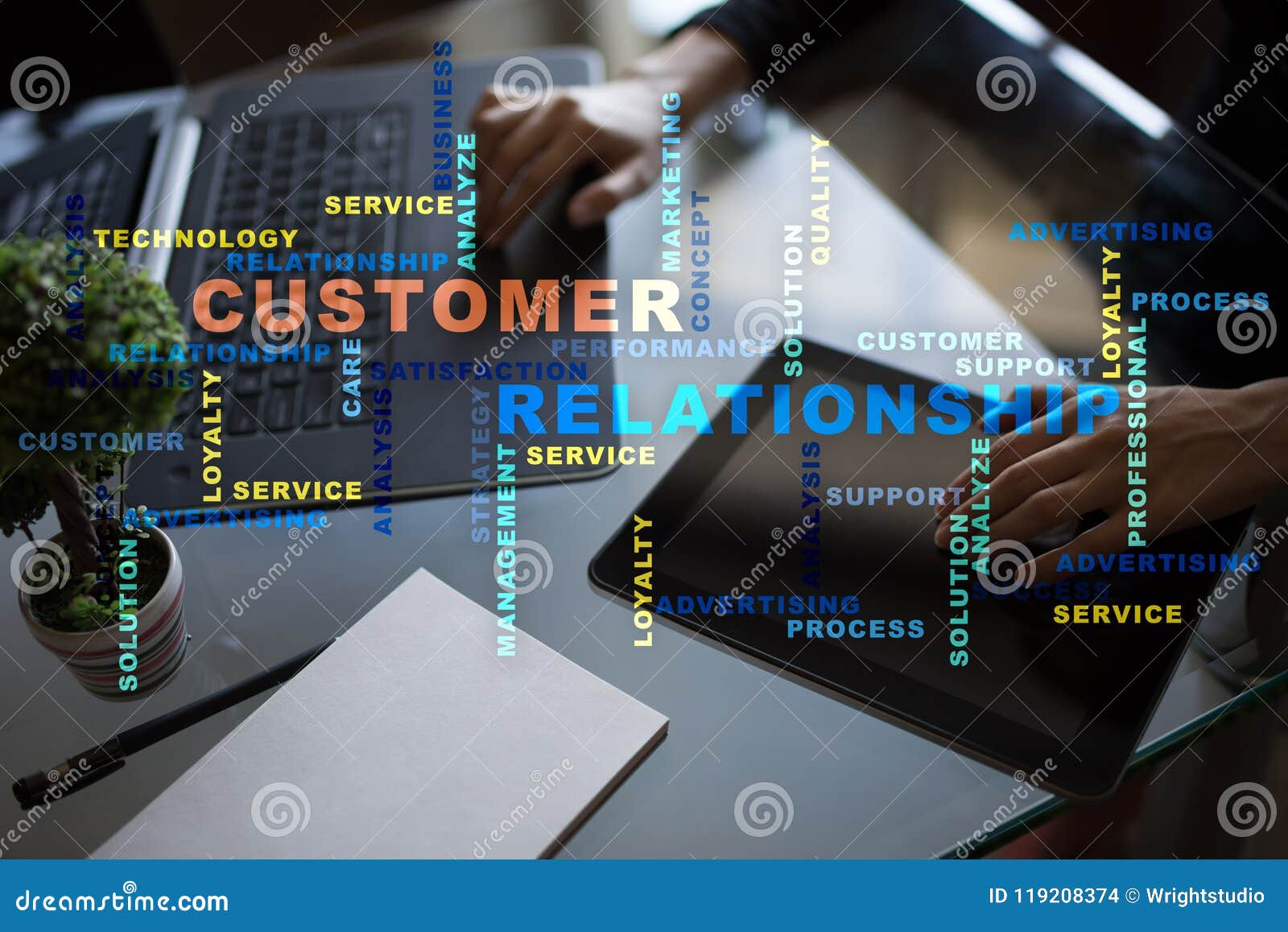 Customer Relationship Management Concept on the Virtual Screen. Words ...