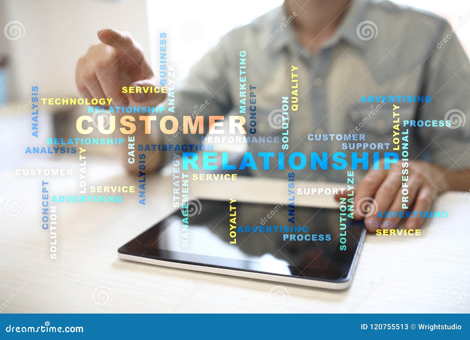 Customer Relationship Management Concept on the Virtual Screen. Words ...