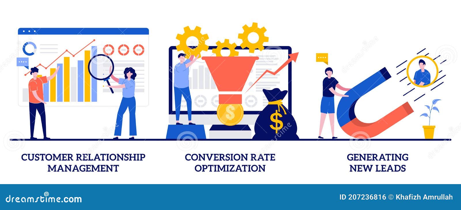 Customer Relationship Management, Conversion Rate Optimization, Generating New Leads Concept ...