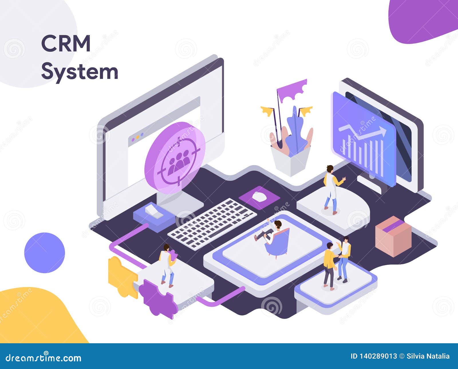 Customer Relationship Management Isometric Illustration. Modern Flat ...