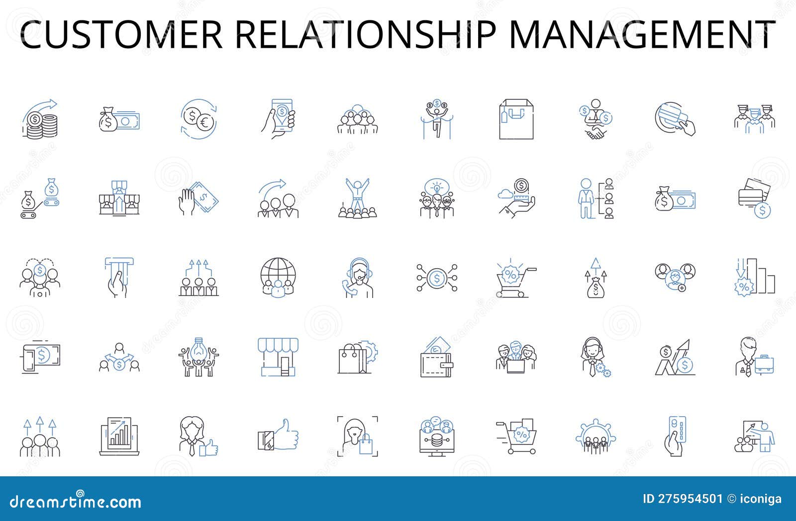 Customer Relationship Management Line Icons Collection. Data-driven ...