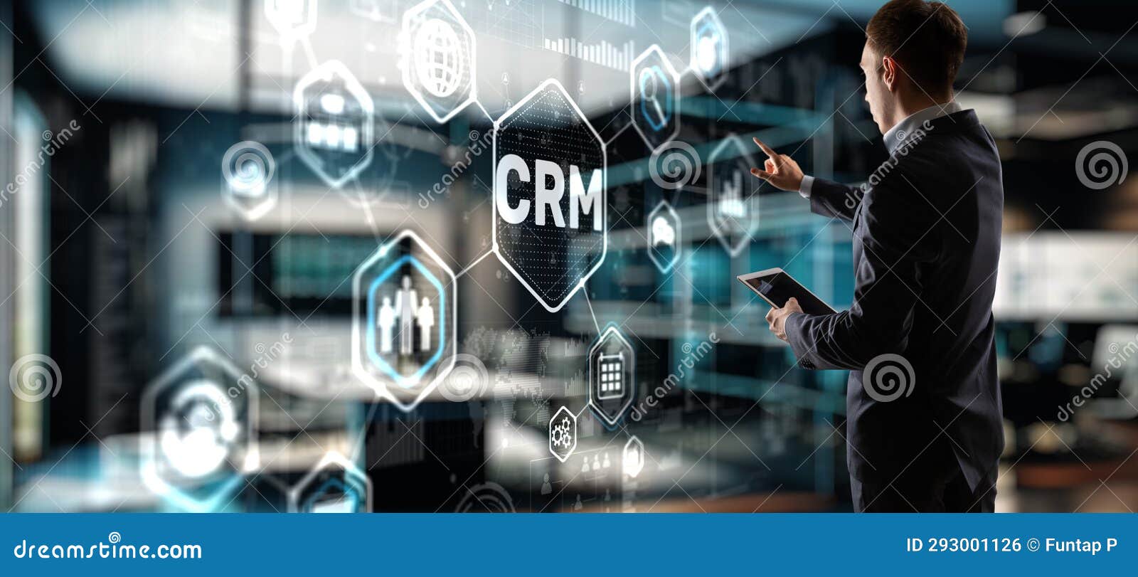 Customer Relationship Management System Concept. Businessman Touching ...