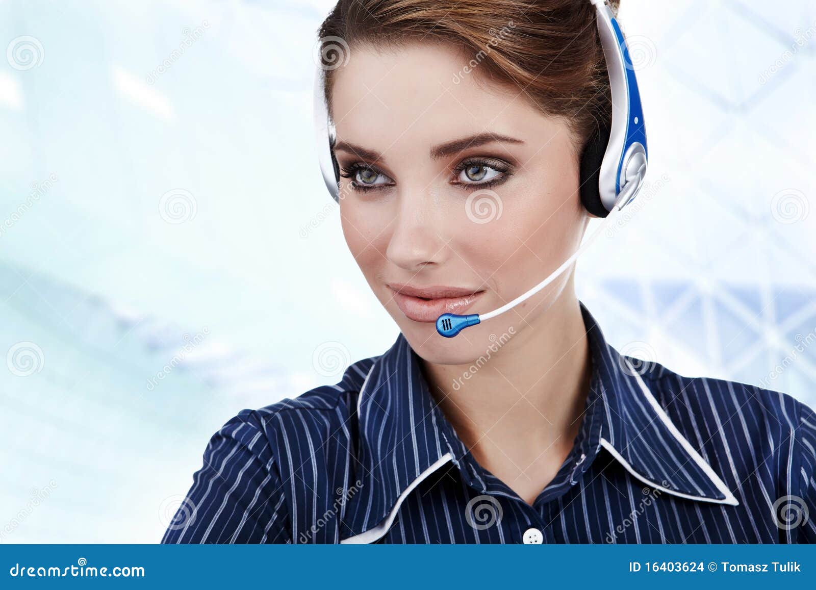 Customer Representative Girl with Headset Stock Photo - Image of high ...