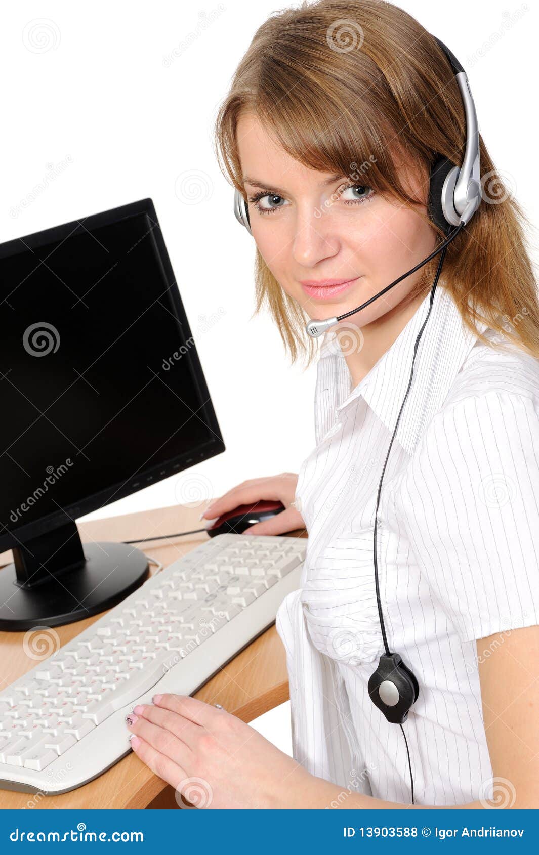 Customer Representative with Headset Stock Photo - Image of microphone ...