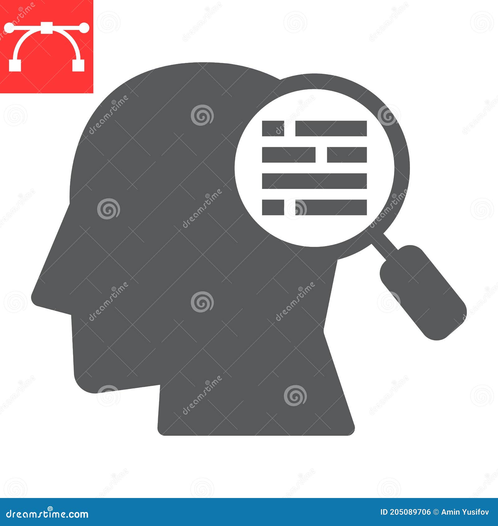 Customer Requirement Glyph Icon, Managment and Business, Man with ...